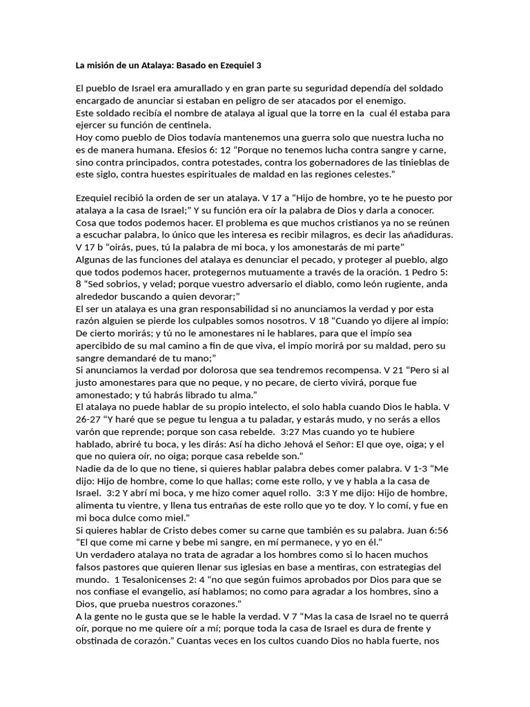 La Misión del Atalaya en Ezequiel 3 | PDF | Ezequiel | Dios
