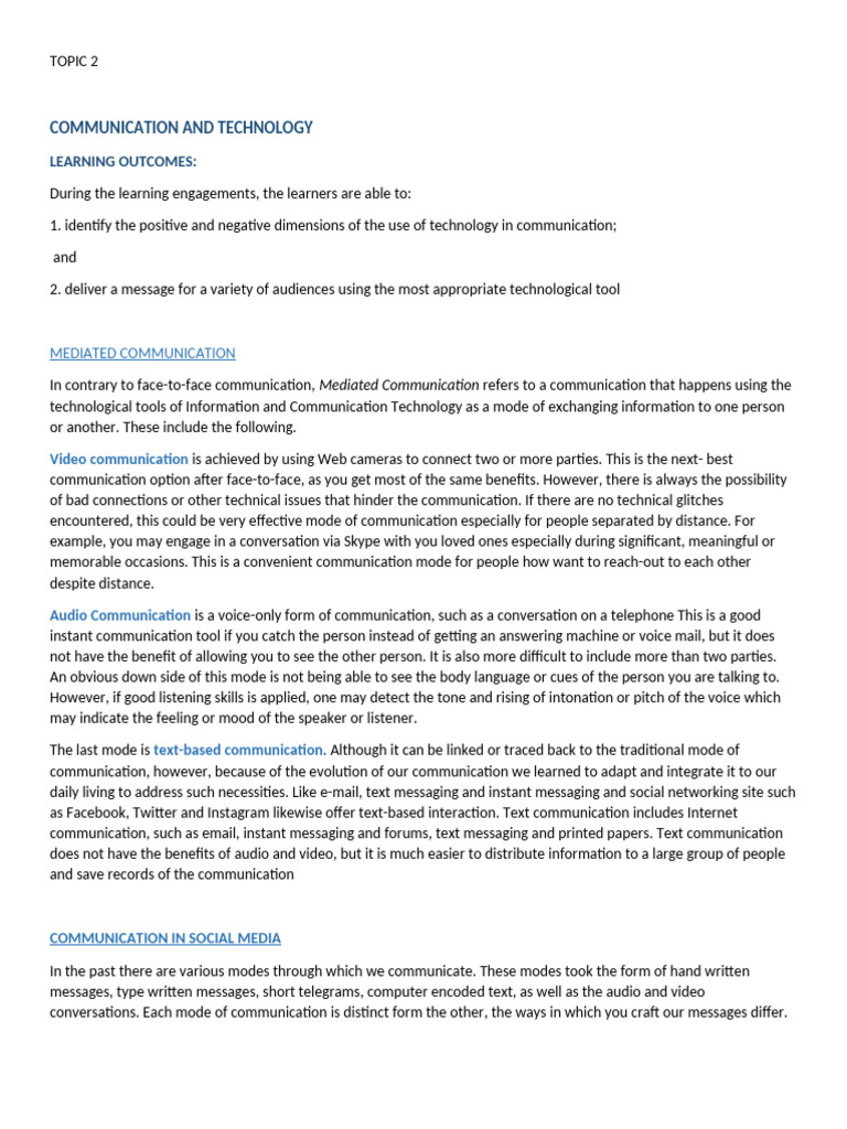 Communication and Technology | PDF