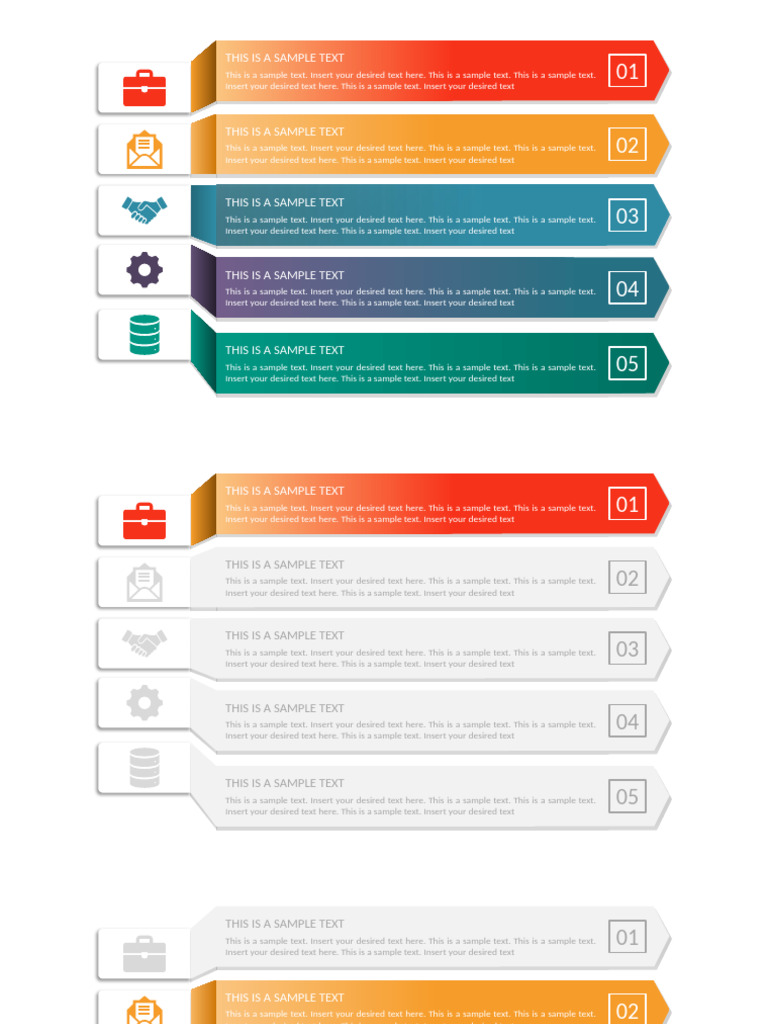 FF0215 01 Free Five Arrows With Badges Powerpoint Diagram 16x9 | PDF