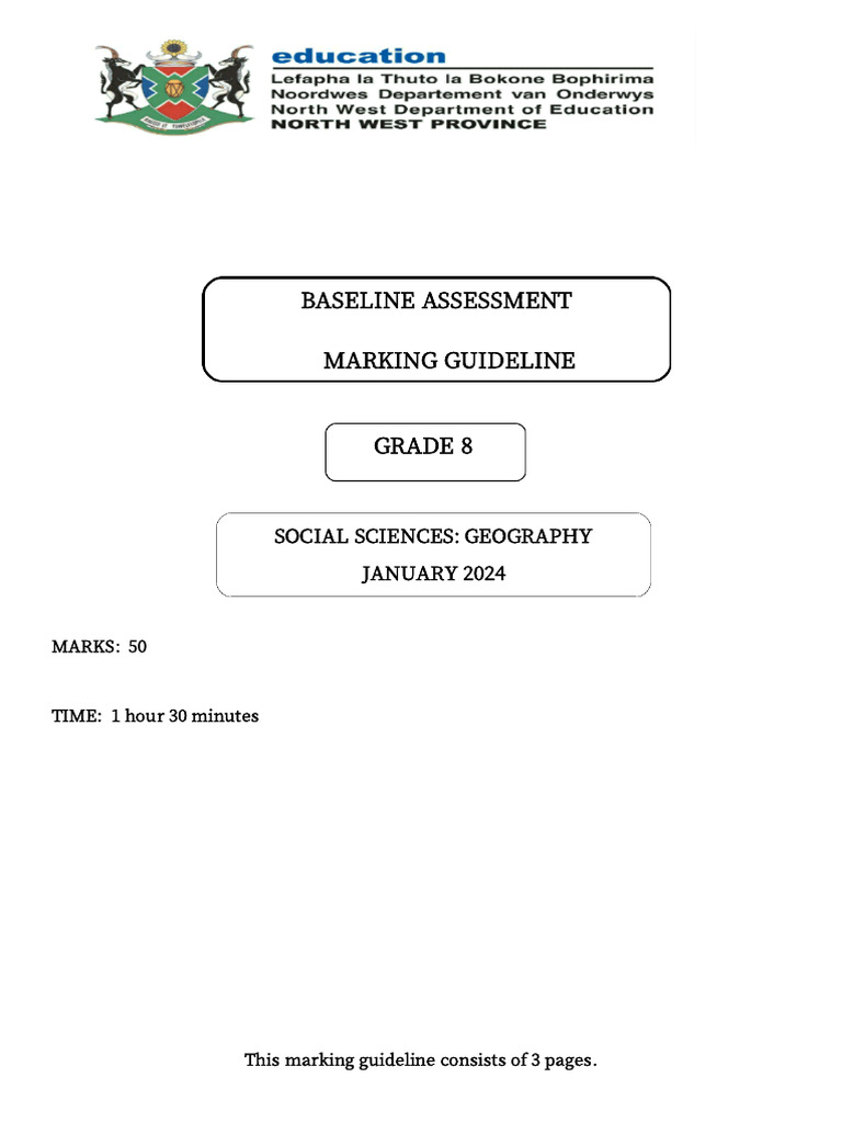 2024 GEO GR 8 BASELINE - Marking Guideline | PDF