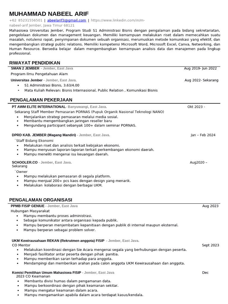 CV M Nabeel Arif Ats 2 | PDF