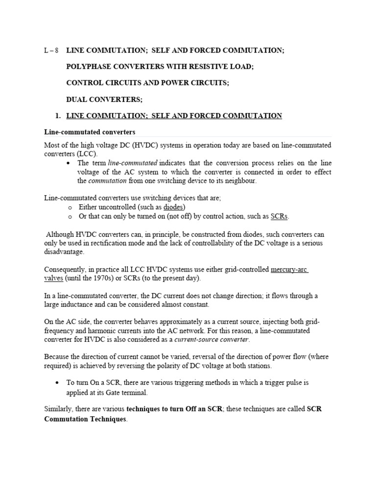 L - 8 LINE COMMUTATION Self and Forced Commutation | PDF | Rectifier | High Voltage Direct Current