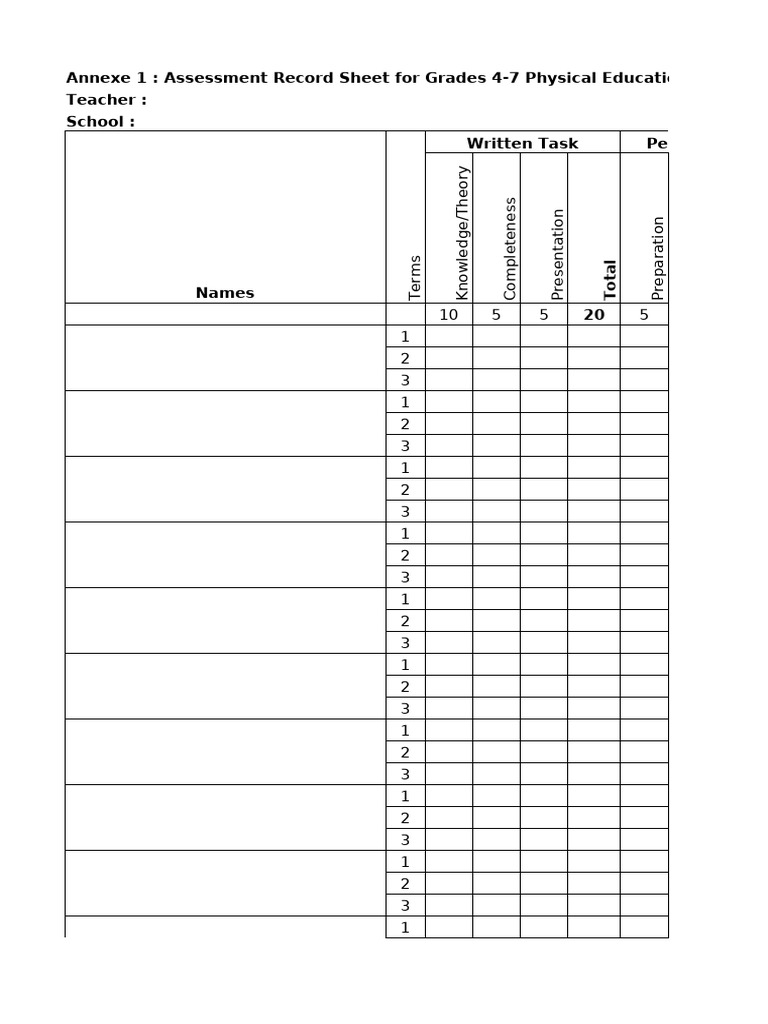 Assessment_Record_Sheet_Grades4-7_Physical_Education | PDF