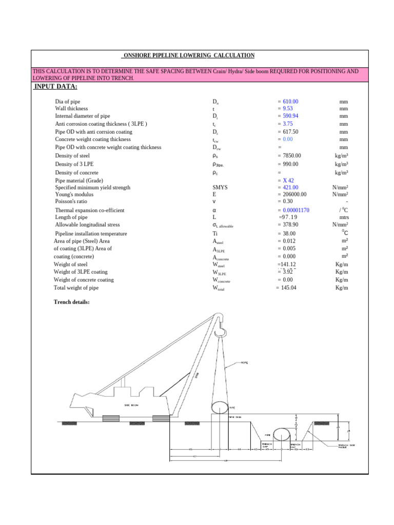 Pipeline-Lowering-Calculation - 24 Inch | PDF