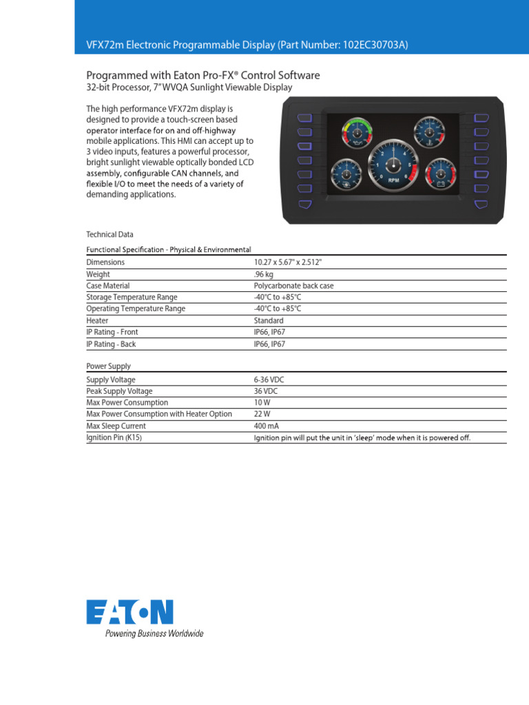 Eaton vfx72m Electronic Programmable Display en Us Technical Data Sheet ...