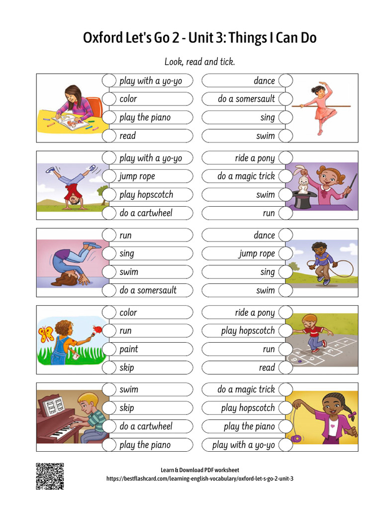 Oxford Let's Go 2 - Unit 3: Things I Can Do: Learn & Download PDF ...