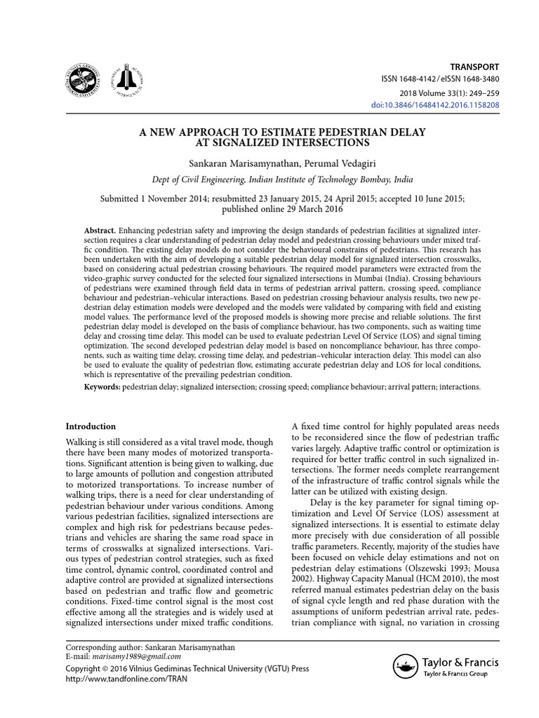 A New Approach To Estimate Pedestrian Delay at Sig | PDF