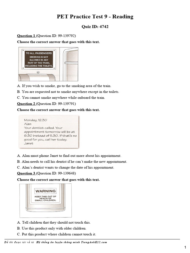 Quiz - 4742 - Pet Practice Test 9 - Reading | PDF | Restaurants | Hotel