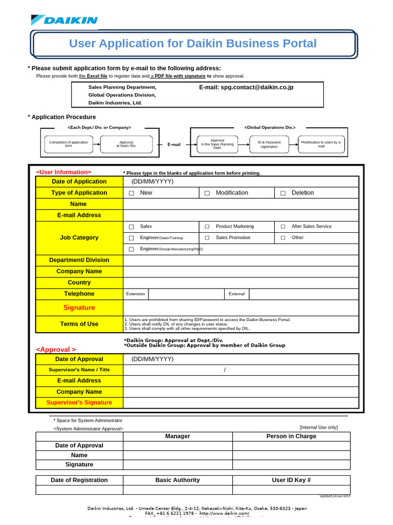 Daikin_Business_Portal_User_Application_Form | PDF