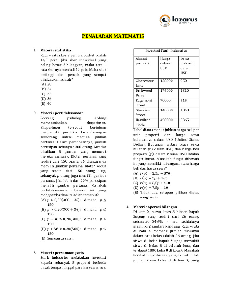 (SNBT-PM) Paket Soal 020 | PDF