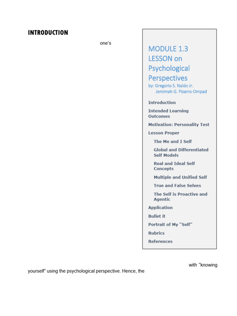 Module 1 Lesson 3 Psych | PDF