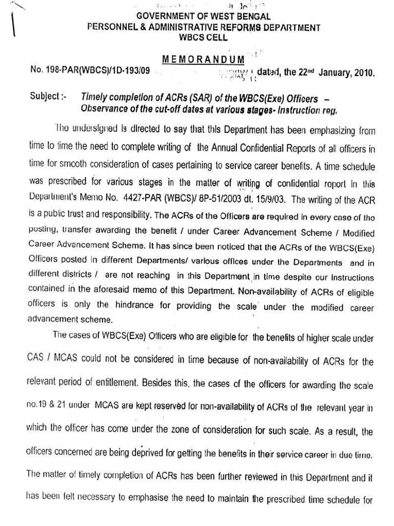 ACR or Wbcs Officers | PDF