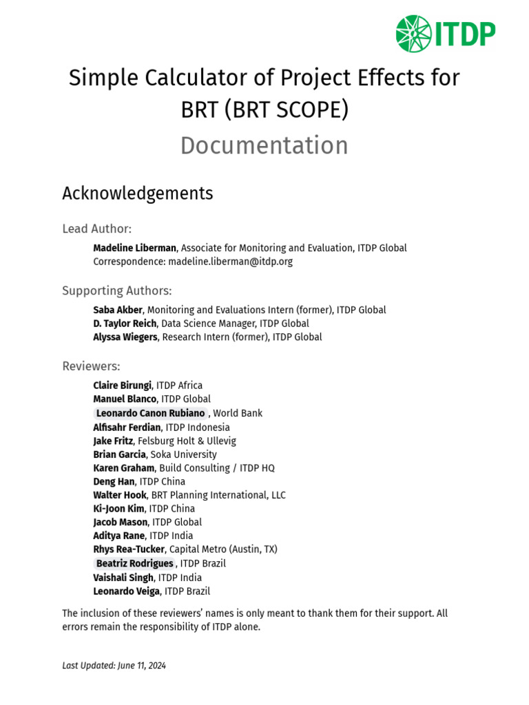 ITDP BRT SCOPE Documentation 2024 | PDF