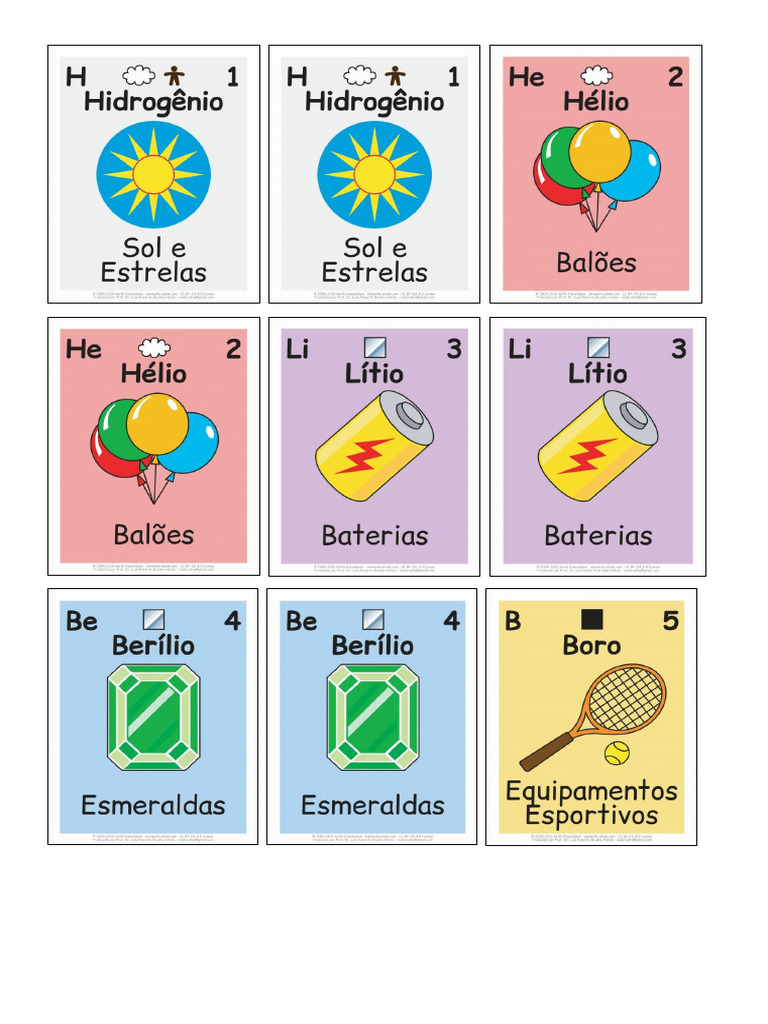 Jogo da memória elementos químicos | PDF