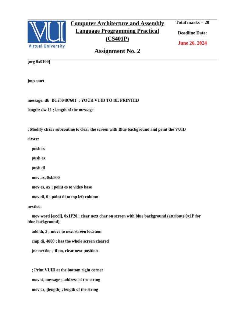 cs401p Assignment 2 by Webmentormagic | PDF