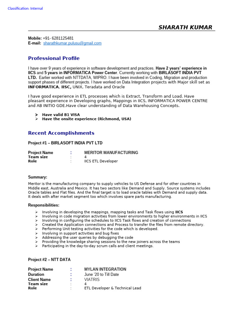 Sharath CV - ETL - INFORMATICA-IICS - 9yrs | PDF | Computer Science ...
