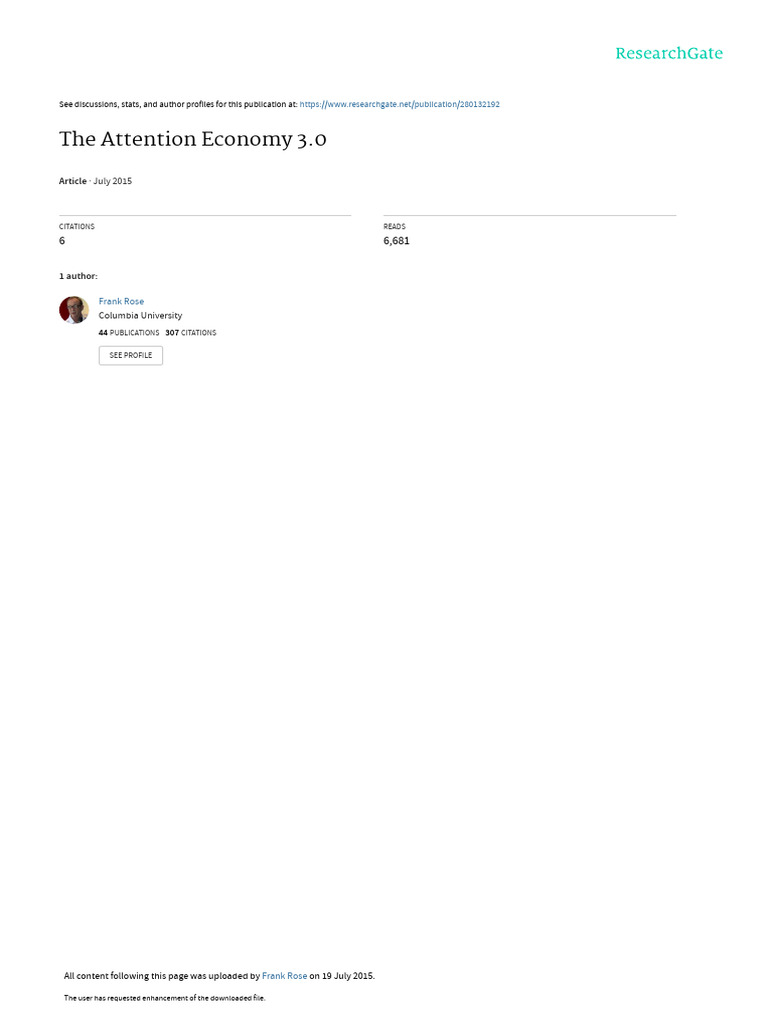 The Attention Economy | PDF | Facebook | Advertising