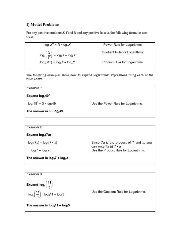 properties-of-logarithms-worksheet | PDF