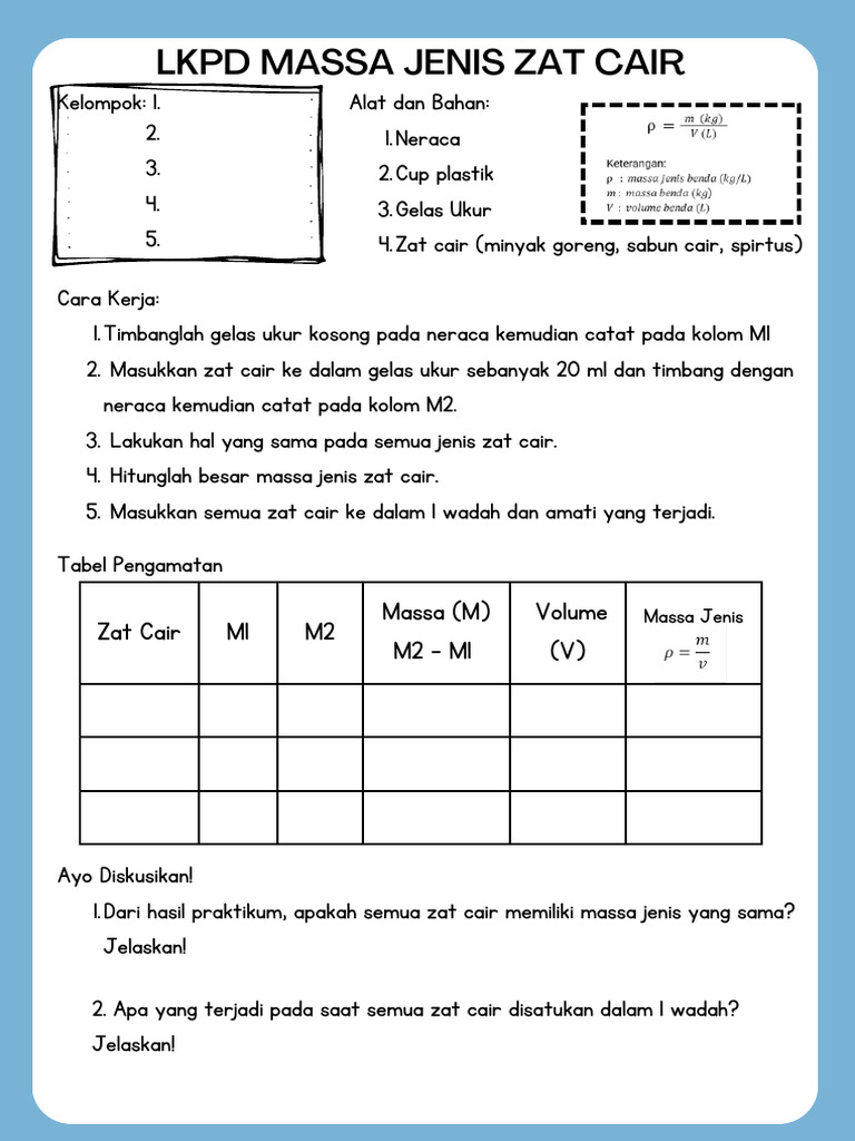 LKPD Massa Jenis Zat Cair | PDF
