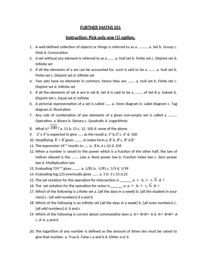 SSS1-3 Further Mathematics | PDF