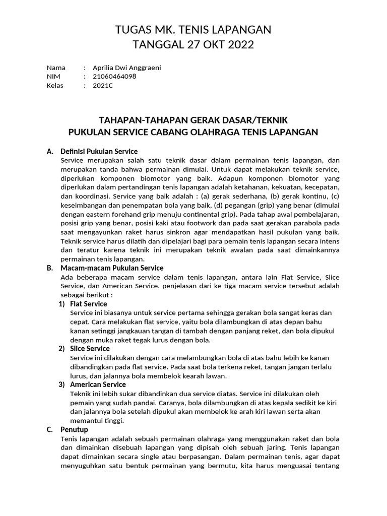 Tugas Tenis Lapangan | PDF