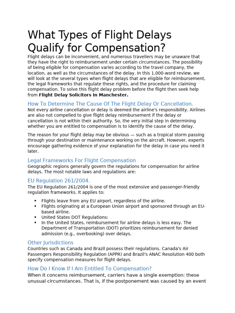 What Types of Flight Delays Qualify For Compensation - Edited | PDF