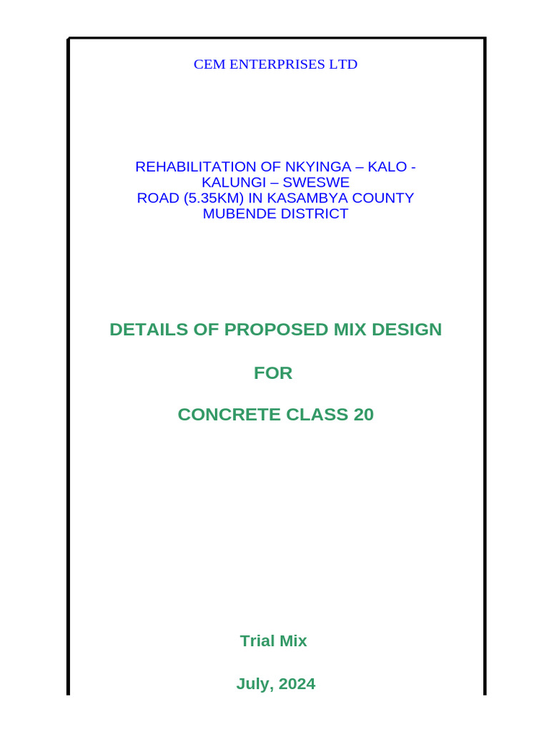 Concrete - Mix Design - 20 | PDF | Concrete | Construction Aggregate