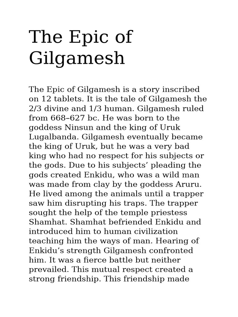 The Epic of Gilgamesh | PDF