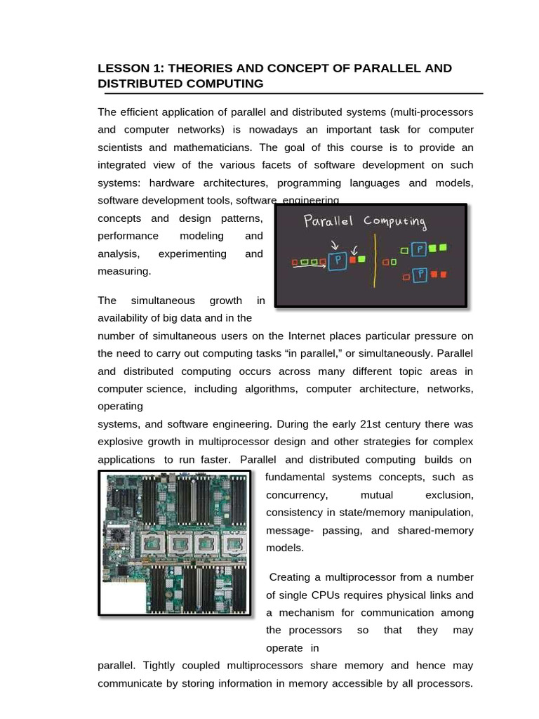 Lesson 1 - Parallel and Distributed Computing | PDF
