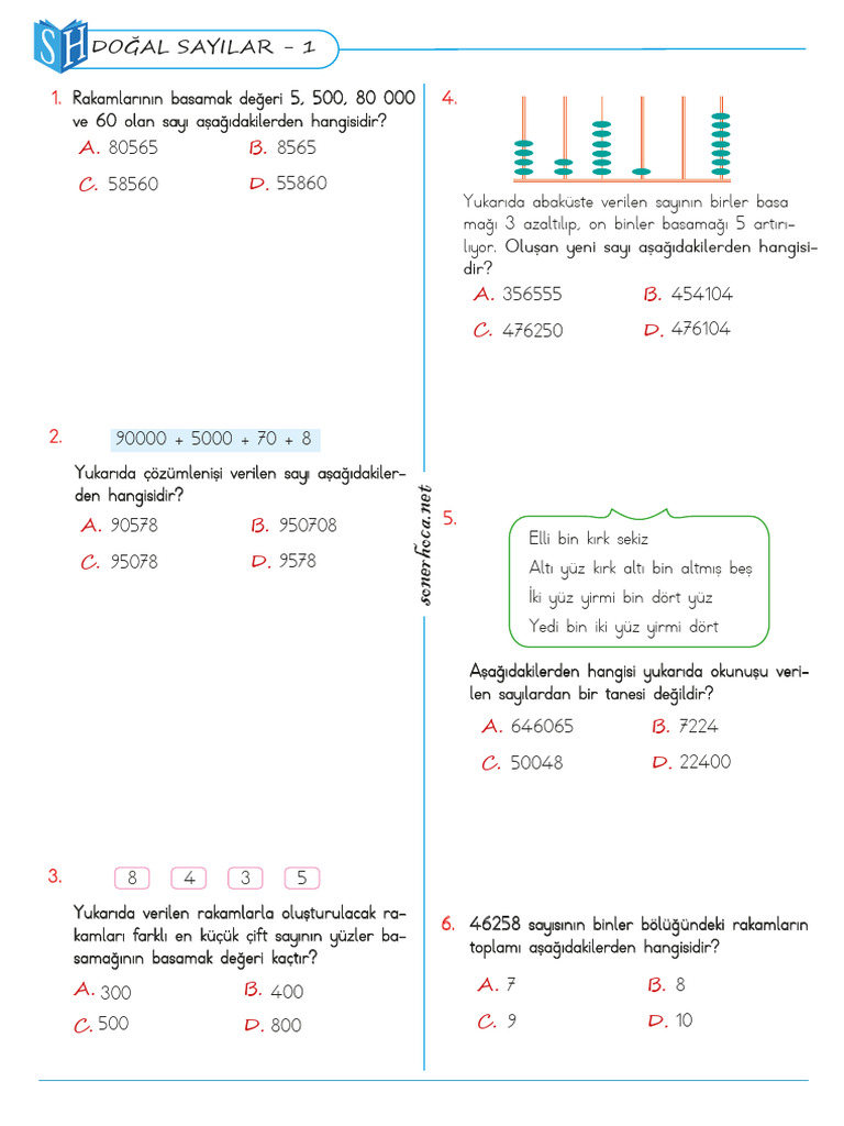Dogal Sayilar 1 Kolay Seviye | PDF