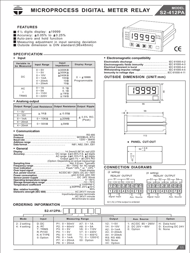 Microprocess Digital Meter Relay: Features | PDF
