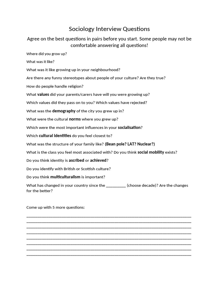 Sociology Interview Questions | PDF
