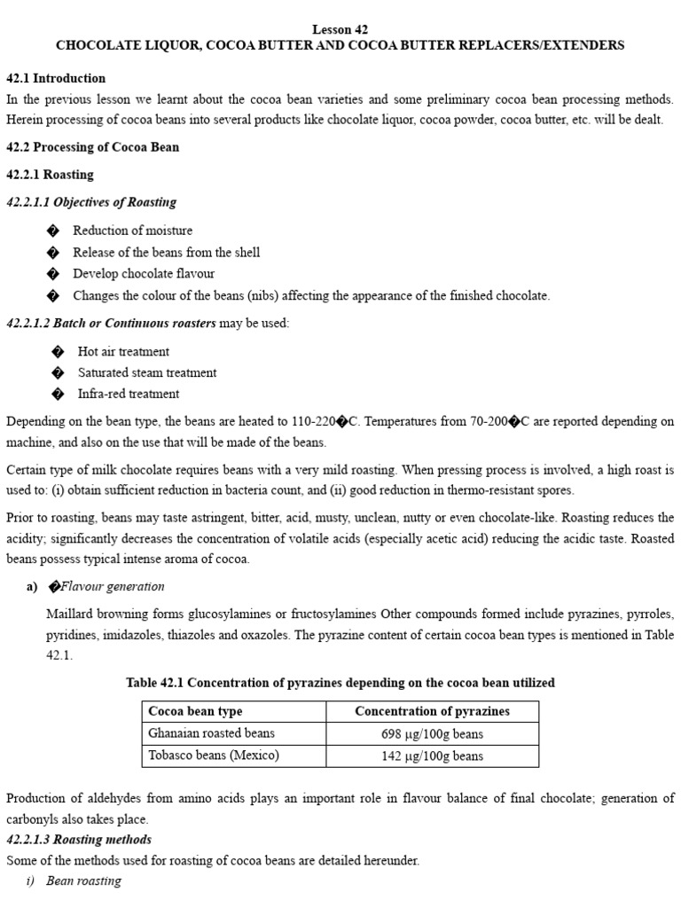 DT-11 - Lesson 42. CHOCOLATE LIQUOR, COCOA BUTTER AND COCOA BUTTER ...