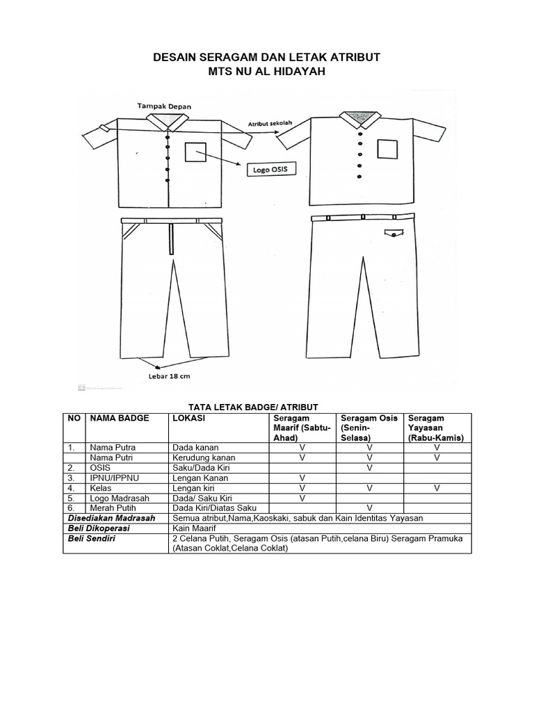 Desain Seragam Dan Letak Atribut | PDF