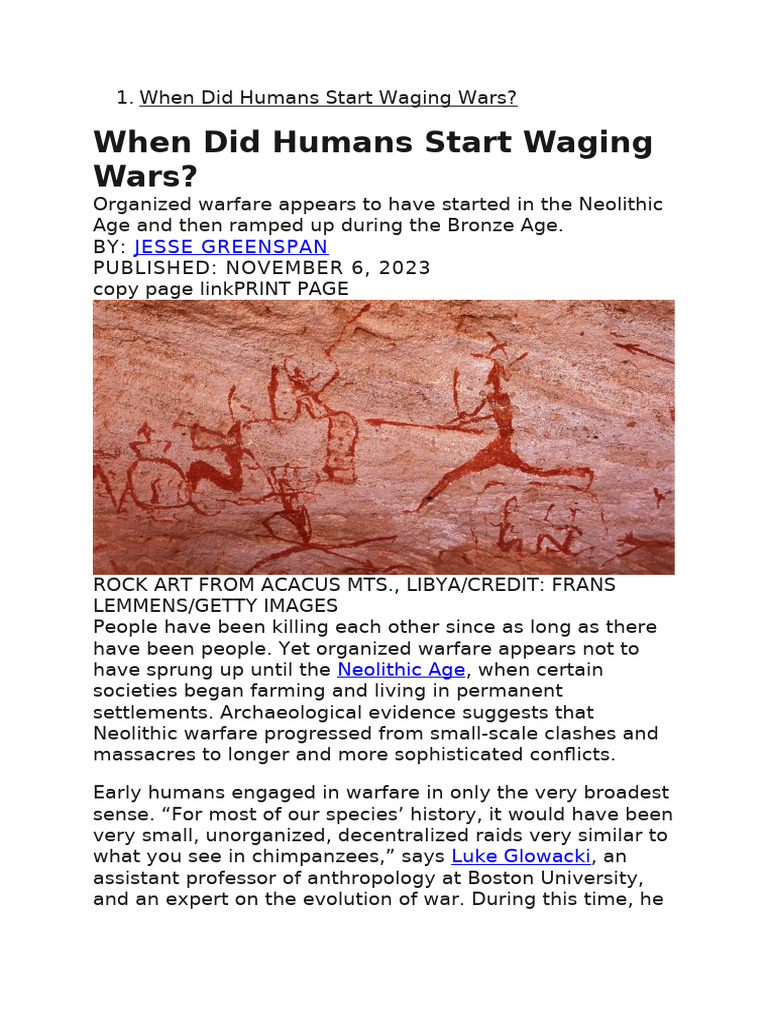 When Did Humans Start Waging Wars | PDF