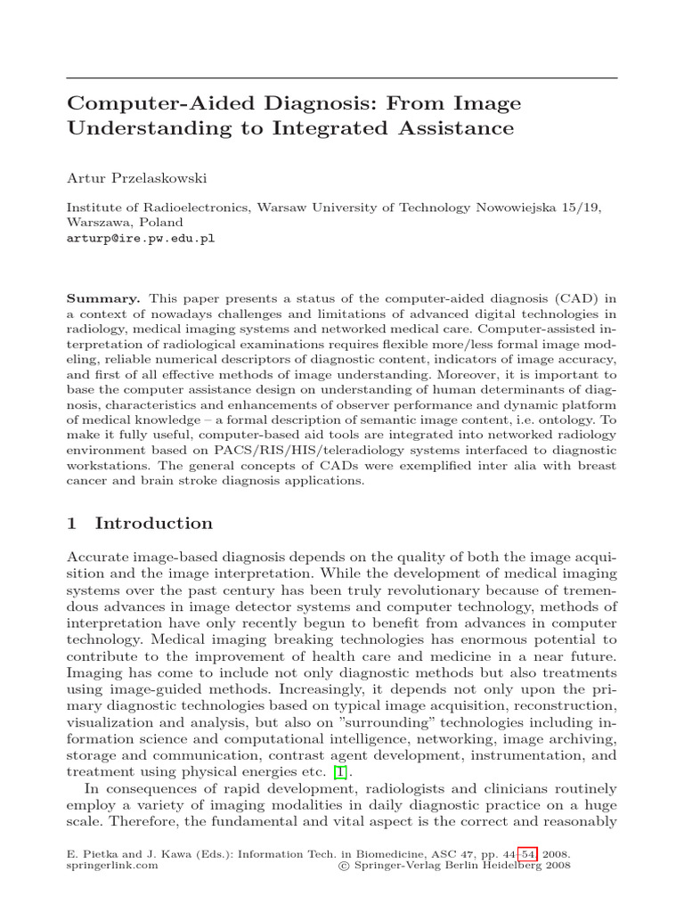 Computer Aided Diagnosis From Image Understanding To IA | PDF