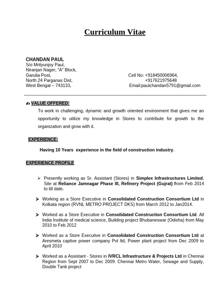 Chandan Paul CV | PDF