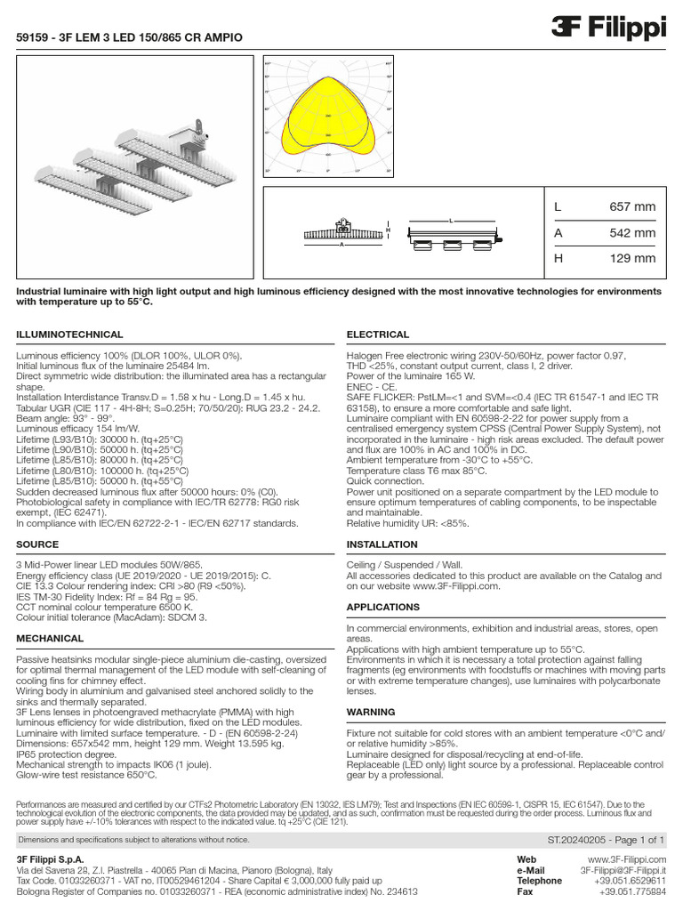 59159 - 3f Lem 3 Led 150-865 Cr Ampio - Datasheet - En (1) | PDF