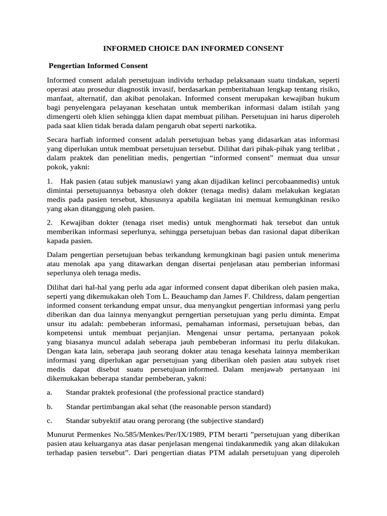 INFORMED CHOICE dan informed conscent | PDF