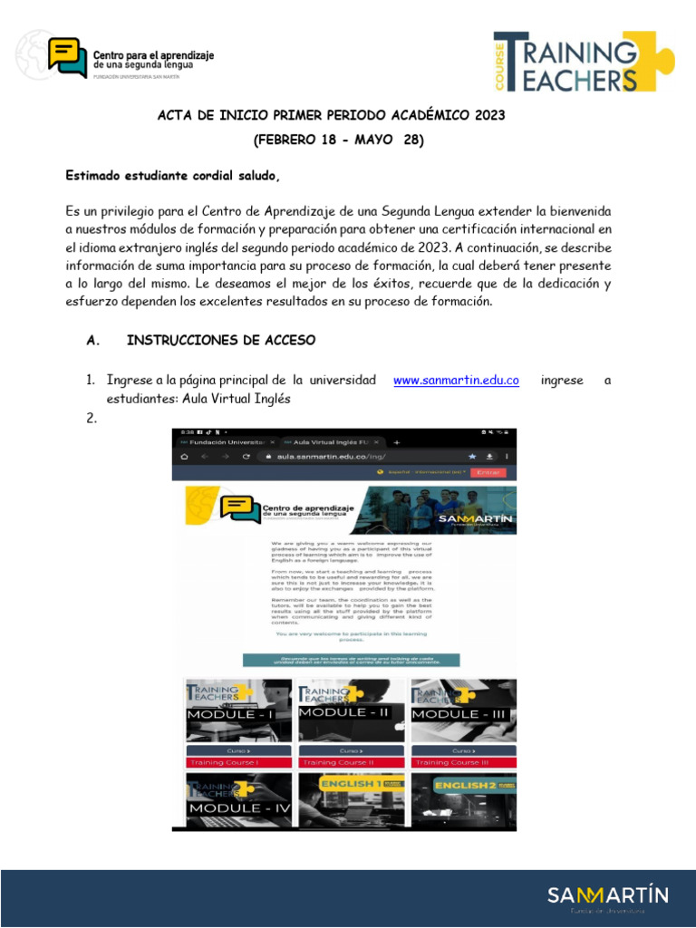 Acta de Inico Curso Docentes BCT, I, II, III | PDF | Contraseña