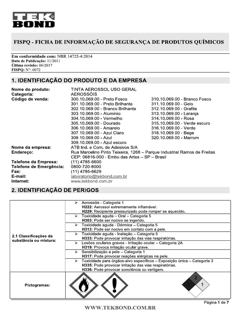 Fispq (Tinta Spray Vermelha Aerossol) | PDF