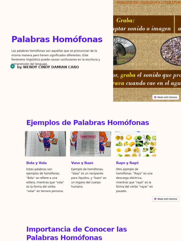 Palabras Homofonas | PDF | Diccionario | Artes del Lenguaje y Comunicación