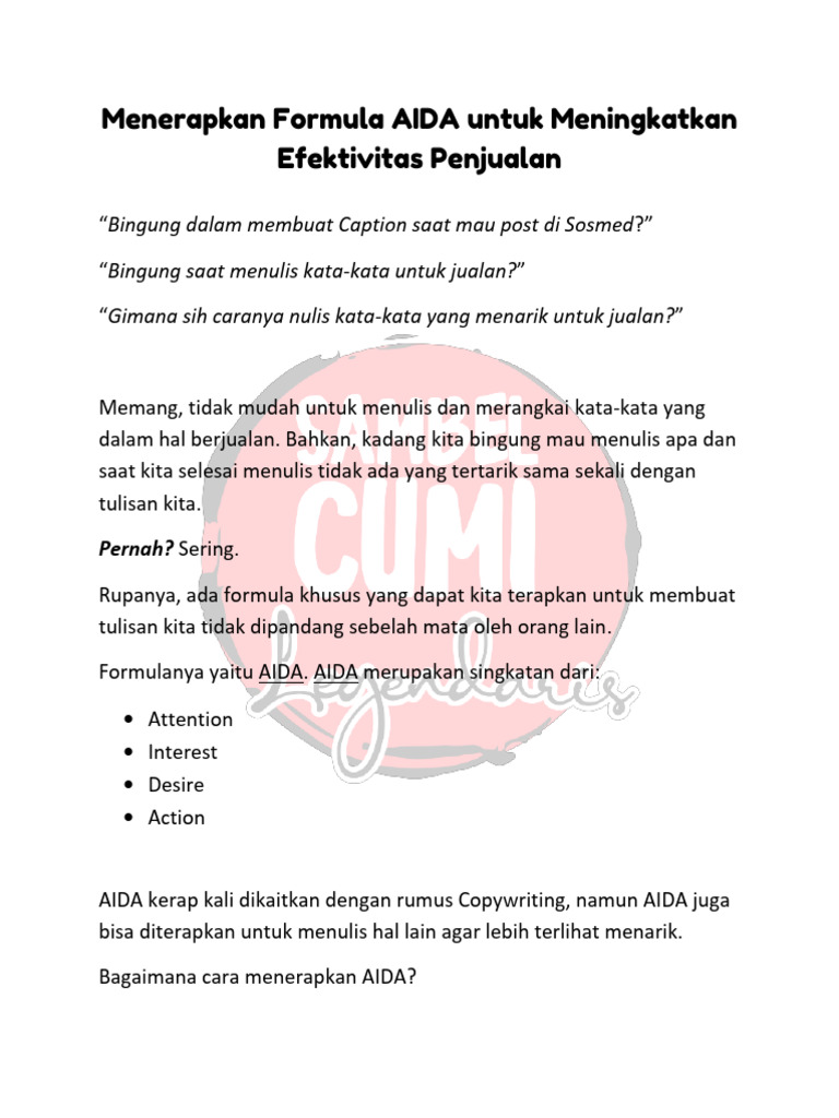 Menerapkan Formula Aida | PDF | Business | Self-Improvement