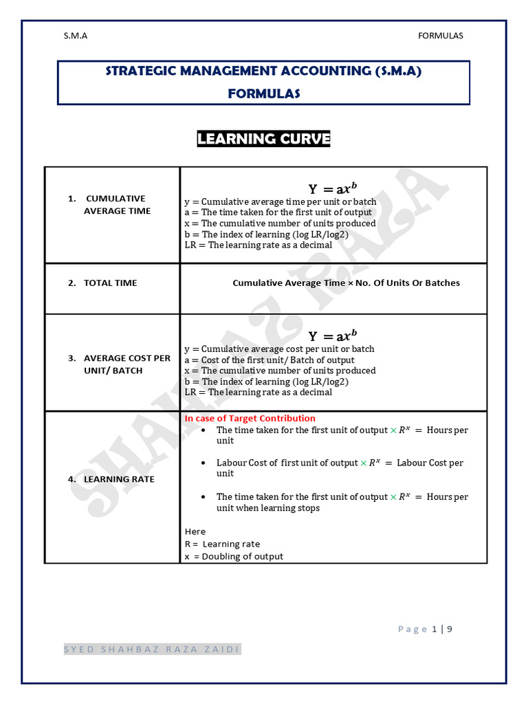 SMA Formulas ($H..) | PDF