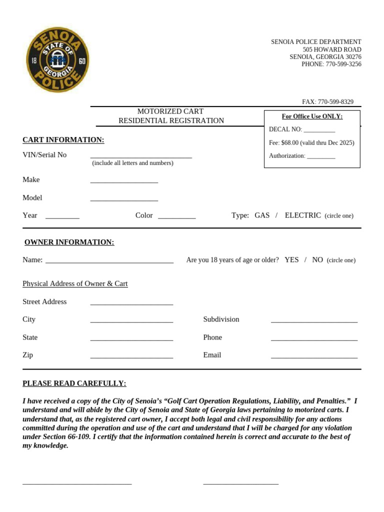 golf_cart_registration_form 2 | PDF