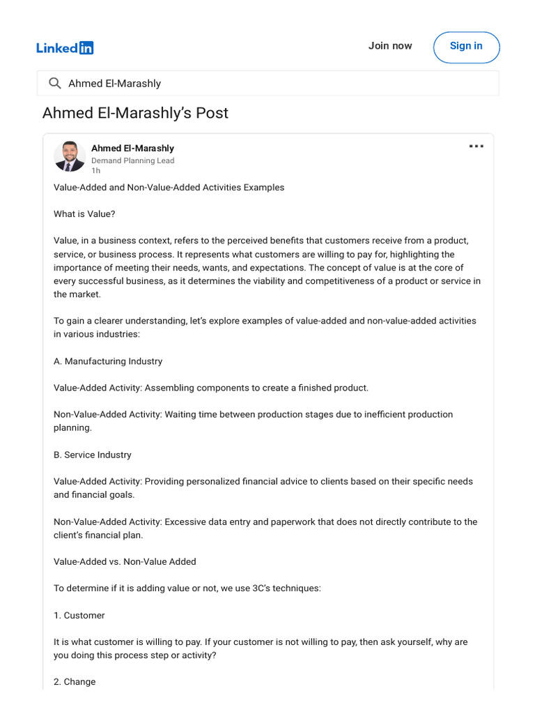 Ahmed El-Marashly On LinkedIn Value-Added and Non | PDF | Warehouse | Inventory