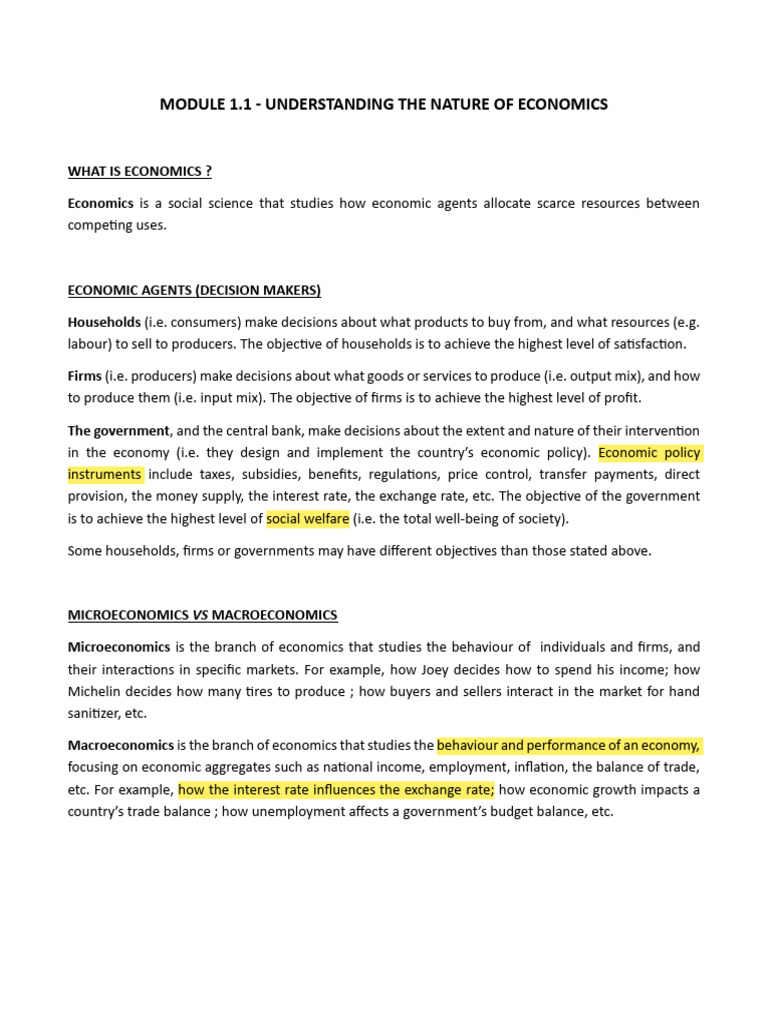 Introduction To Economics Notes | PDF