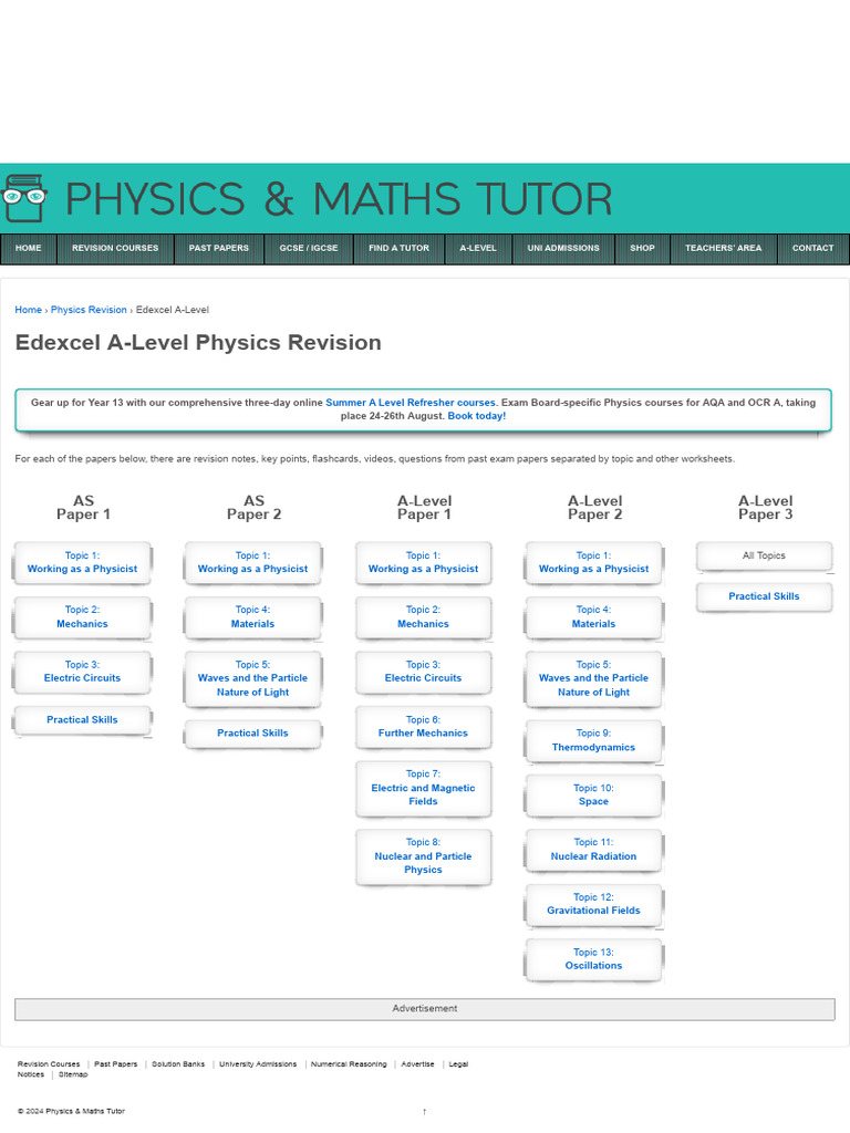 A-Level Physics Revision Hub | PDF | Physics | Physical Phenomena