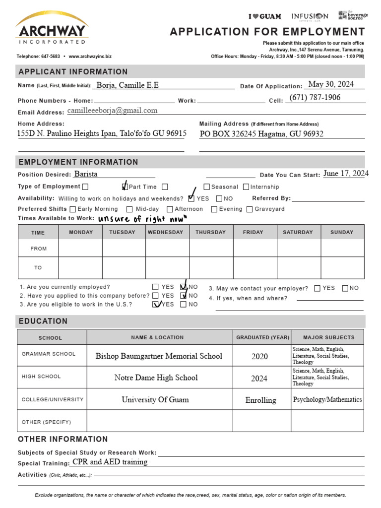 Archway-Application-Form-Fillable I | PDF