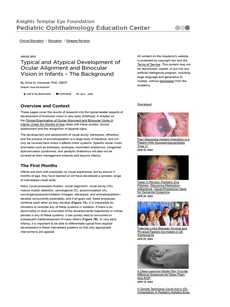 Typical and Atypical Development of Ocular Alignment and Binocular ...